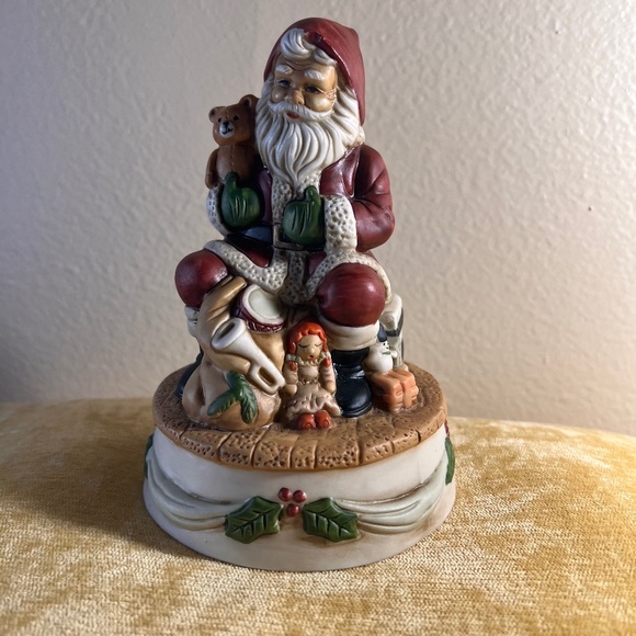 Holiday | Vintage Porcelain Music Box Musical Santa With Christmas ...